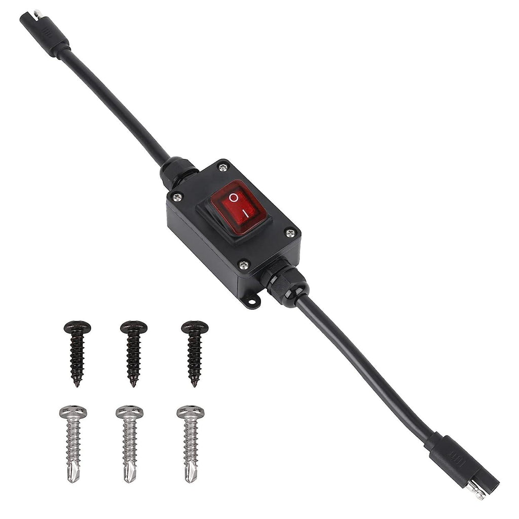 Inline 12V Power Switch, Briidea IP65 Waterproof SAE Connector with LE