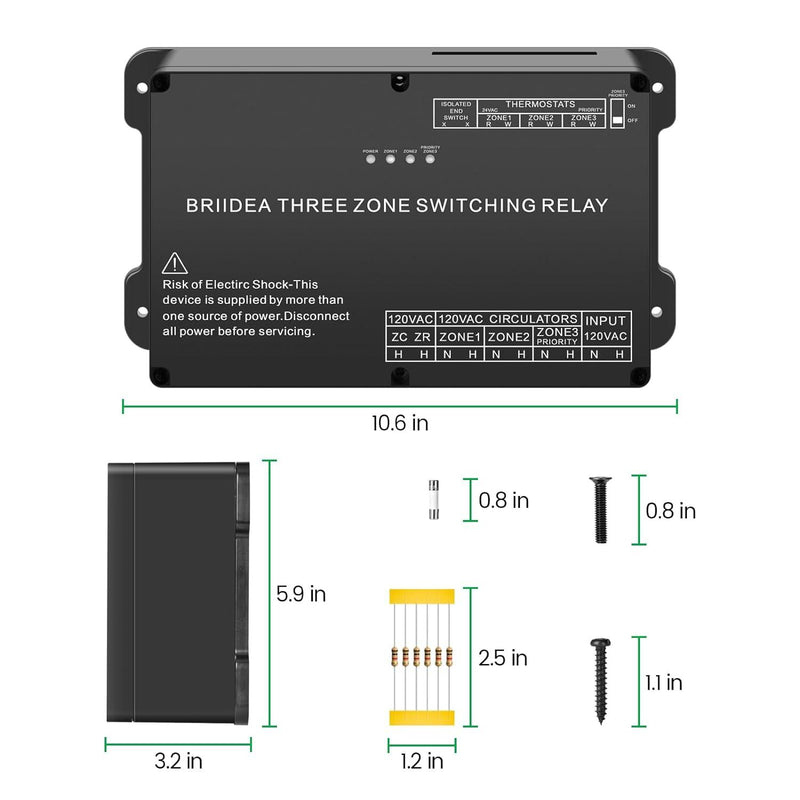 Briidea Three Zone Switching Relay for Zone Temperature Control, Compa