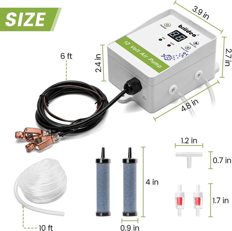 Aerator for Bait Bucket, Briidea 12 Volt Livewell Aerator Pump System