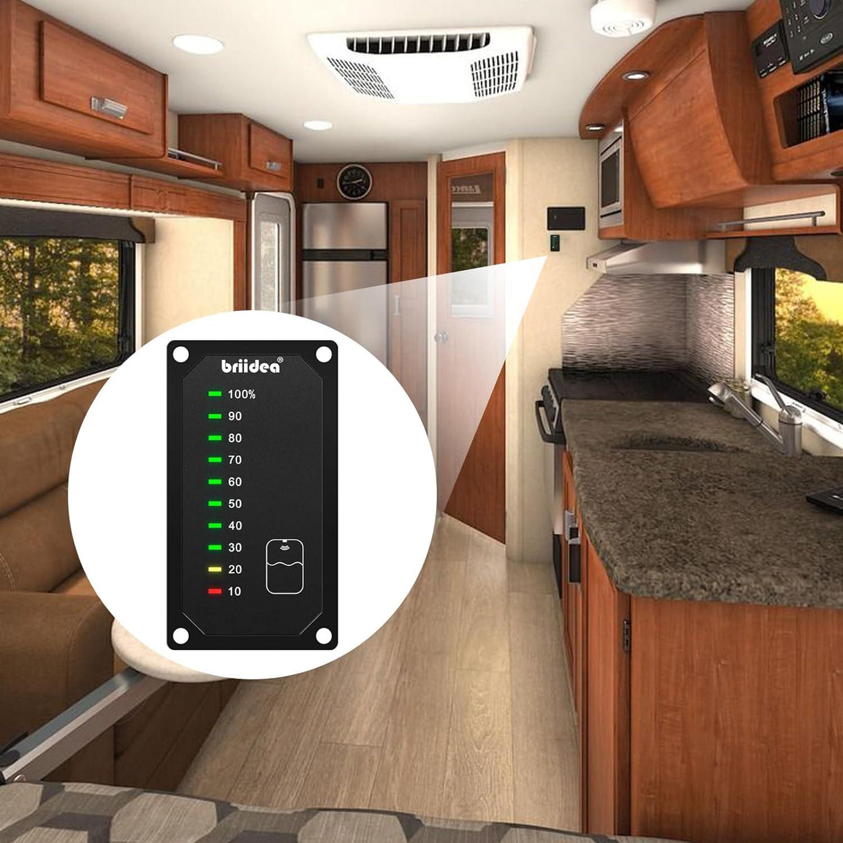 briidea RV Tank Sensor Monitor Panel, RV Water Tank Level Monitor with