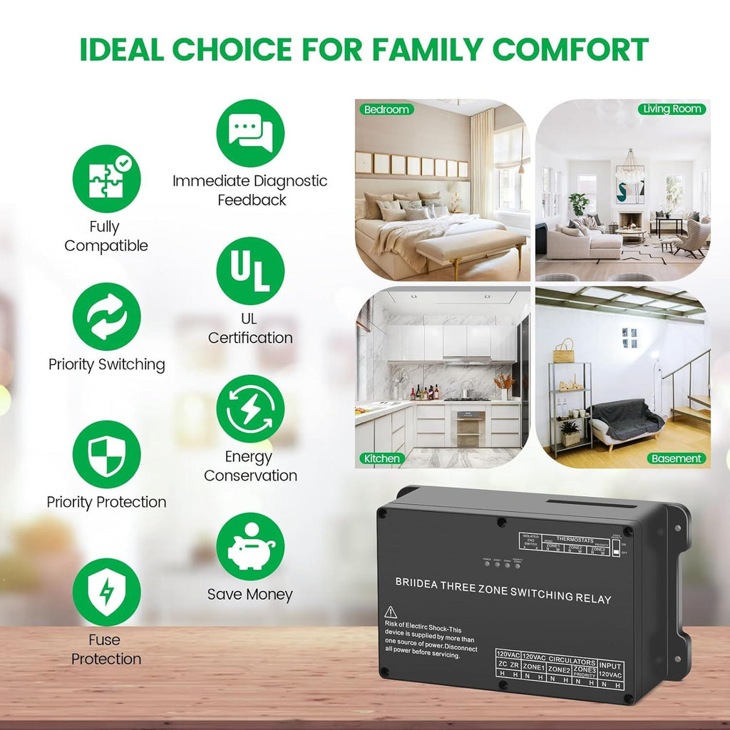 Briidea Three Zone Switching Relay for Zone Temperature Control ...