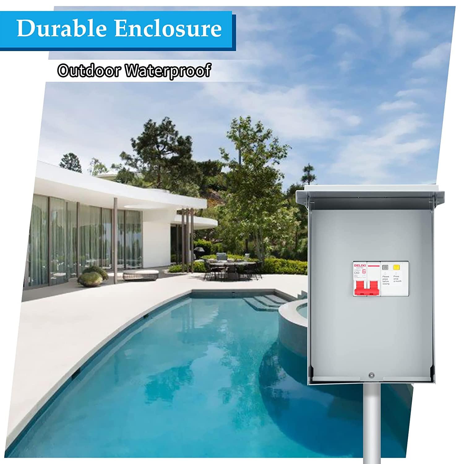 Briidea 50 Amp Spa Panel with 3-Pole 50 Amp GFCI Breaker, IP 65 Waterp