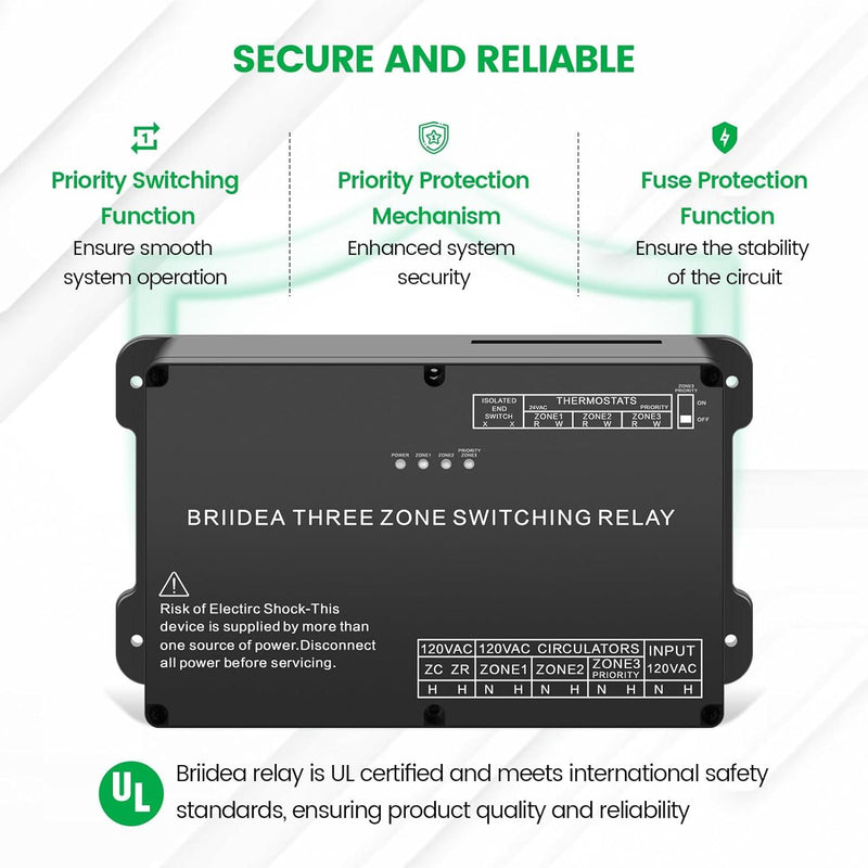 Briidea Three Zone Switching Relay for Zone Temperature Control, Compa