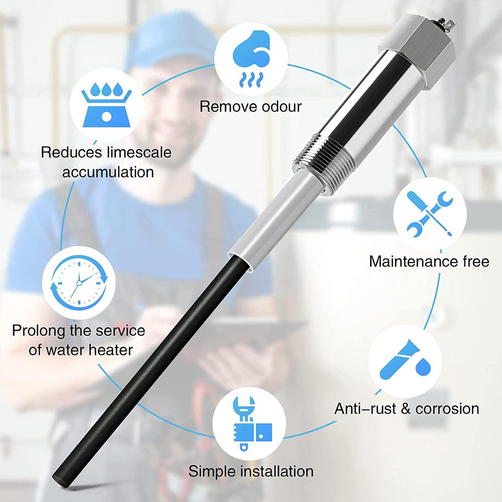 Powered Anode Rod, Briidea Water Heater Anode Rod Made of Titanium (40 ...