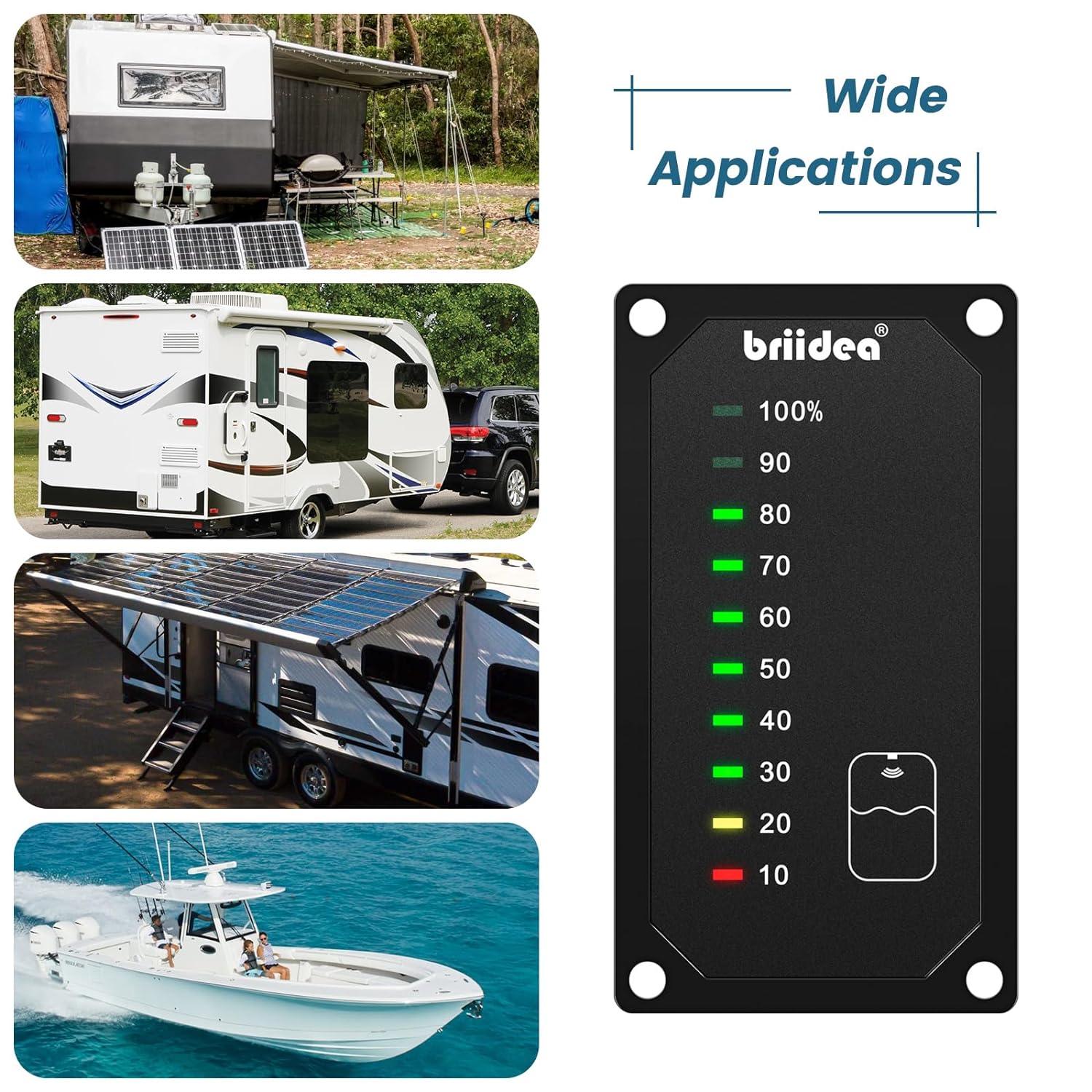 briidea RV Tank Sensor Monitor Panel, RV Water Tank Level Monitor with