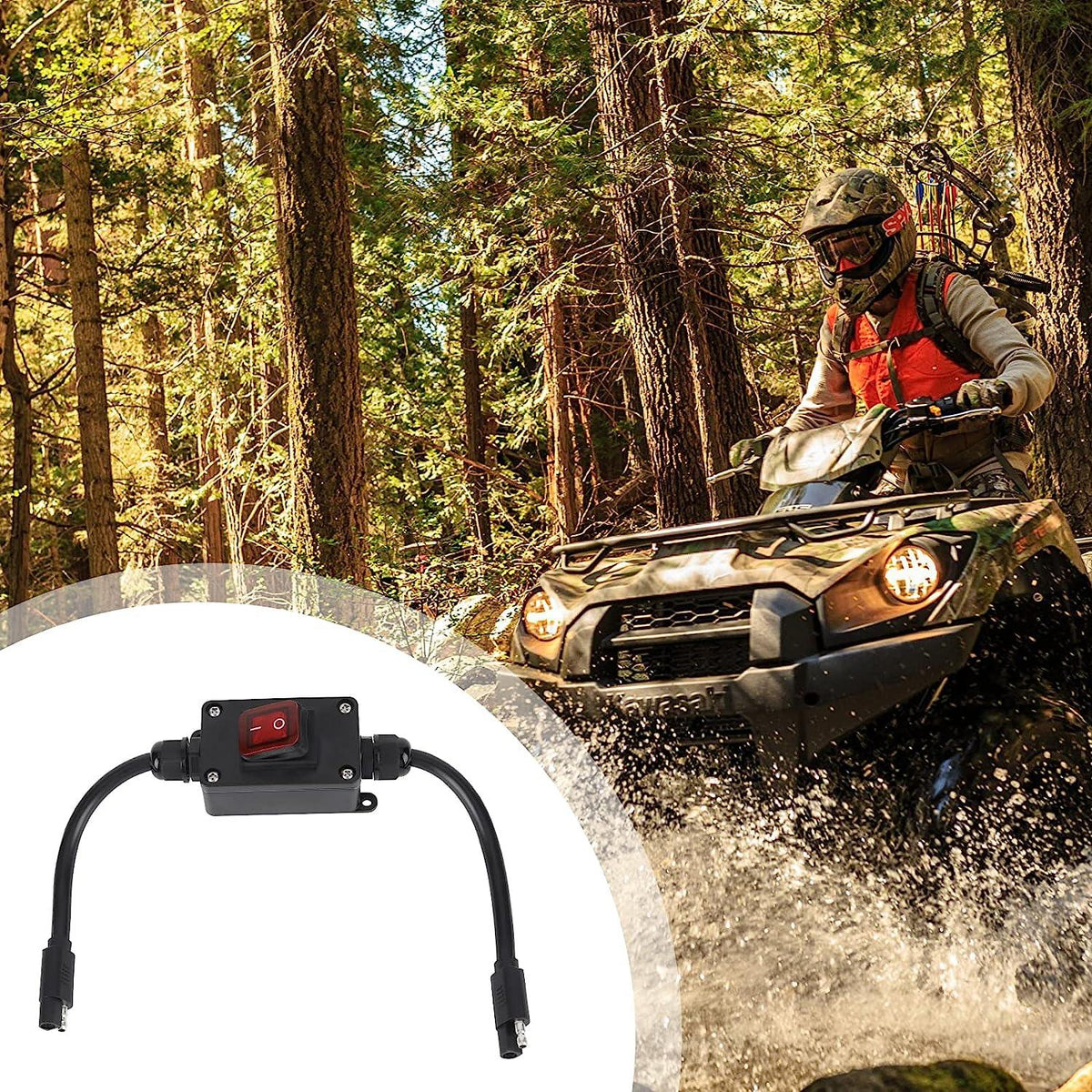 Inline 12V Power Switch, Briidea IP65 Waterproof SAE Connector with LE