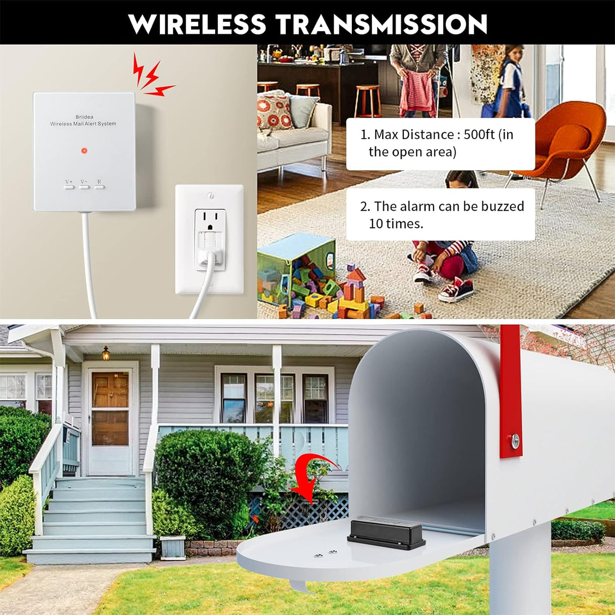 Briidea 500ft Wireless Mailbox Alarm with LED Light – briidea