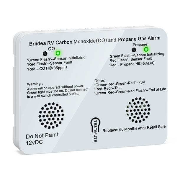 RV Carbon Monoxide & Propane Gas Alarm, Dual LP/CO Alarm with LED Indi ...