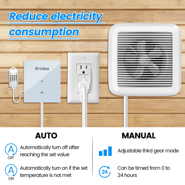 briidea Exhaust Fan Remote Control Kit, Attic Fan Thermostat Control K