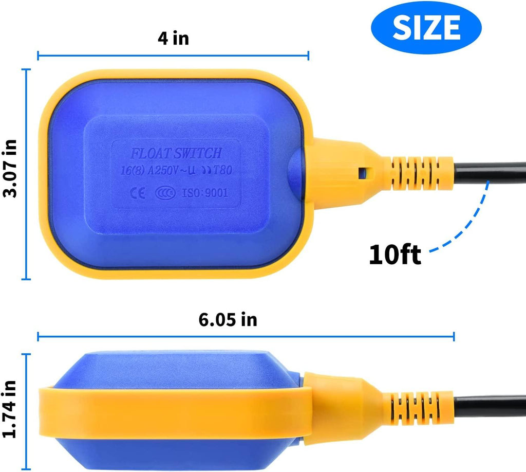 Float Switch for Sump Pump, Briidea Tethered Float Switch for Water Ta