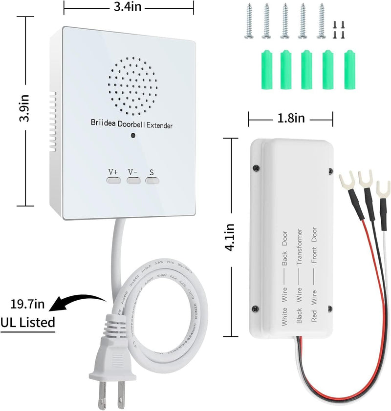Doorbell Extender, Briidea Doorbell Extender for Wired Doorbell, Conve