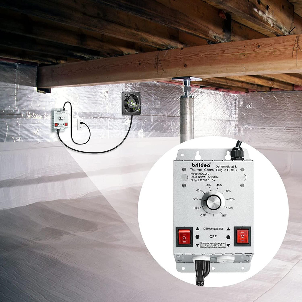 Crawl Space Humidistat Controller, Briidea Dehumidistat and Thermostat