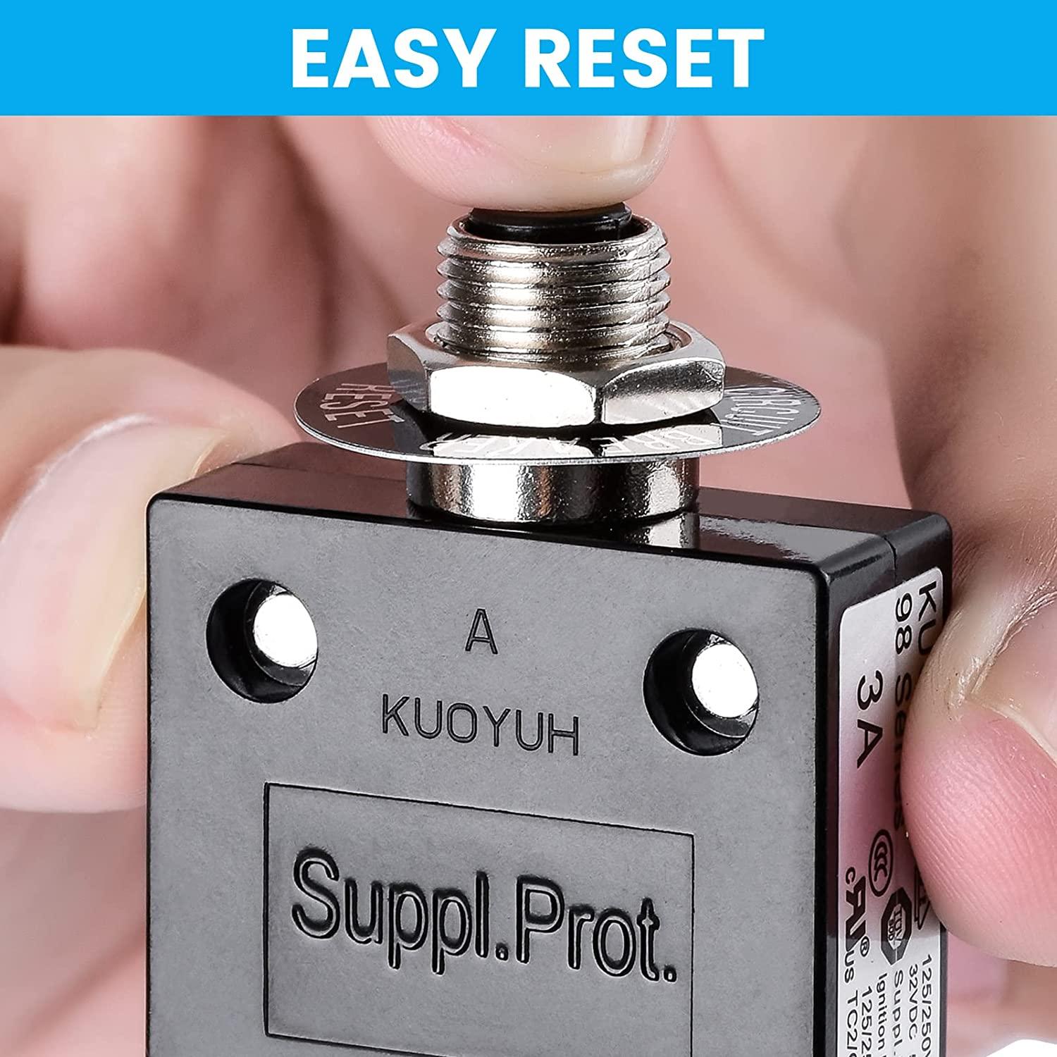 Push Button Circuit Breaker 3 Amp, Briidea Fuse Tester Manual Reset 32V ...