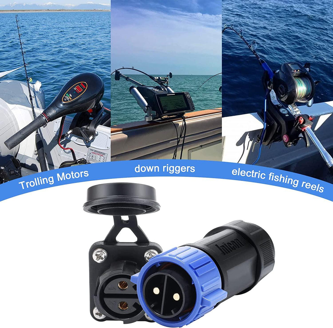 Trolling Motor Plug Receptacle Set, Briidea Marine Boat DC Power ...