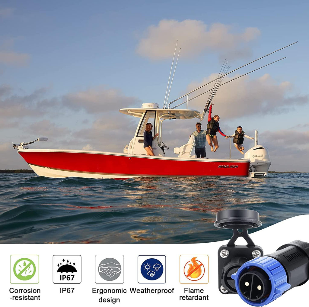 Trolling Motor Plug Receptacle Set, Briidea Marine Boat DC Power ...
