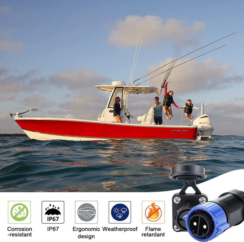 Trolling Motor Plug Receptacle Set, Briidea Marine Boat DC Power Conne