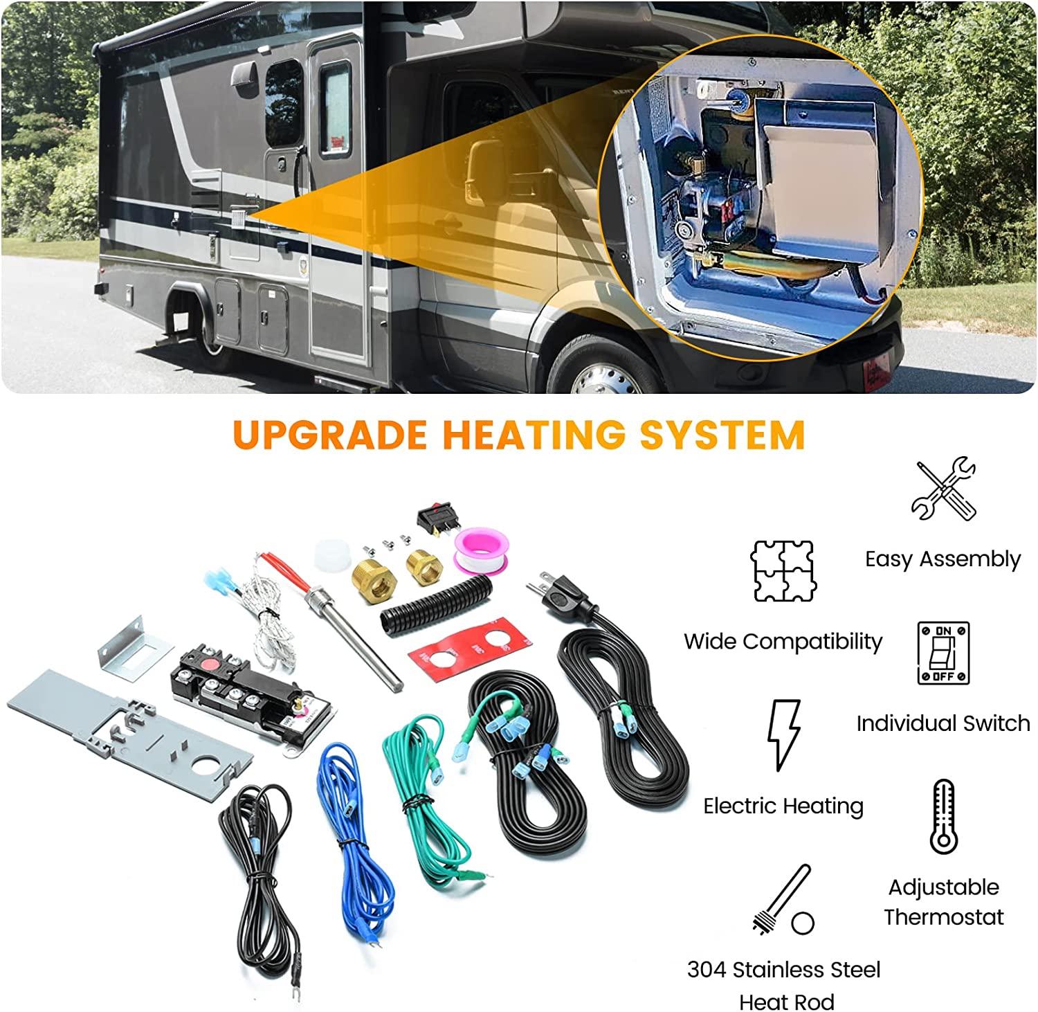 Briidea RV Electric Water Hybrid Heater Kits, Converts RV LP Gas Water