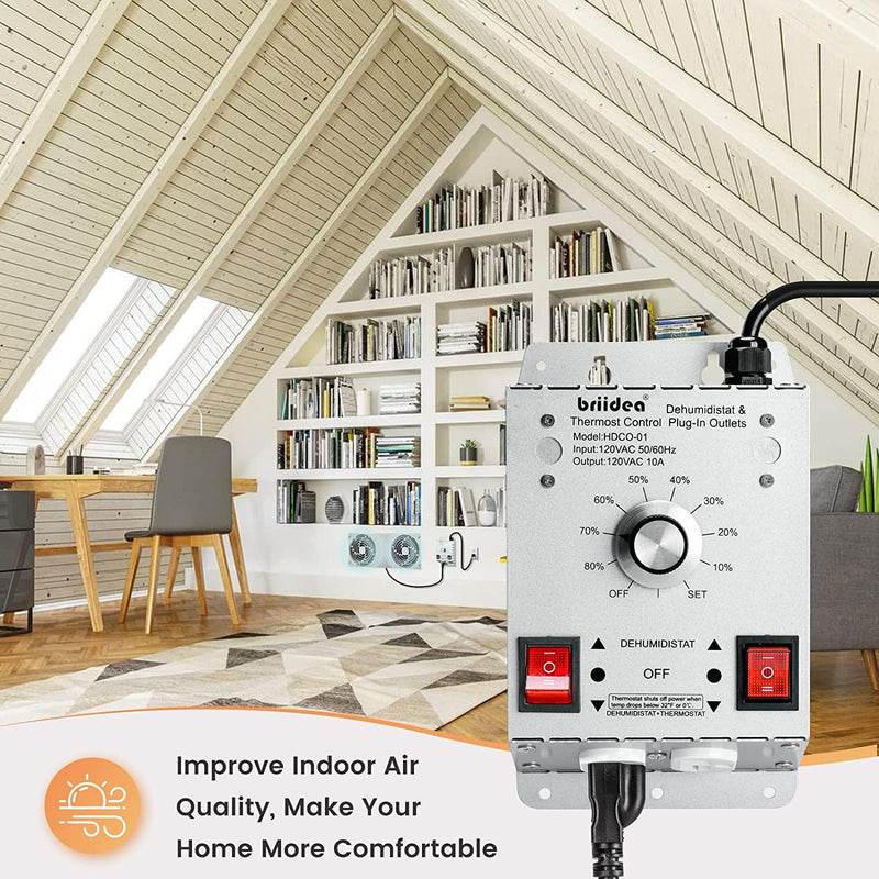 Crawl Space Humidistat Controller, Briidea Dehumidistat and Thermostat